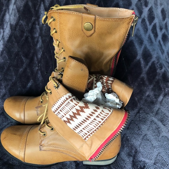 Shoes | Nwt Aztec Print Adjustable Anklecombat Boots | Poshmark